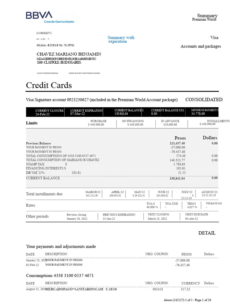Consolidated Summary | PDF | Credit Card | Payments