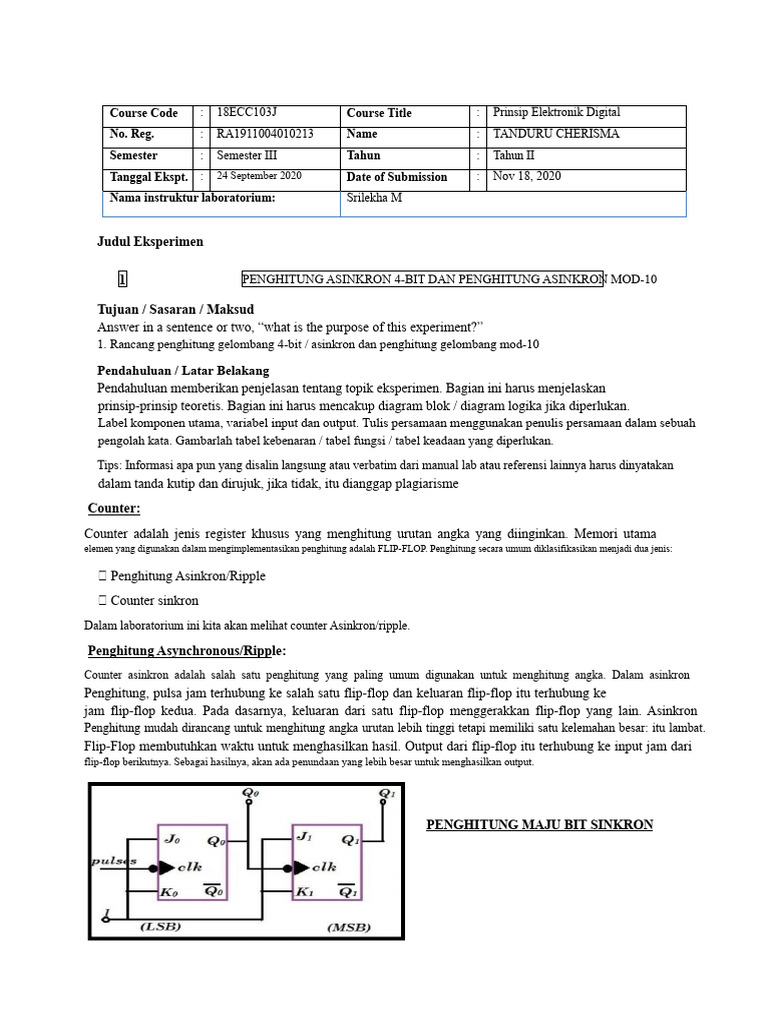 Penghitung Asinkron 4-Bit dan Mod-10 | PDF