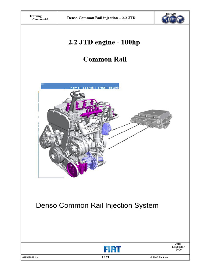 Denso Common Rail Injection 2.2 JTD Overview | PDF | Diesel Engine ...