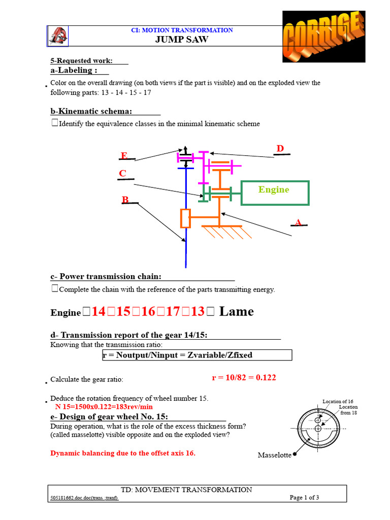 Jump Saw Motion Transformation Analysis | PDF | Gear | Rotation