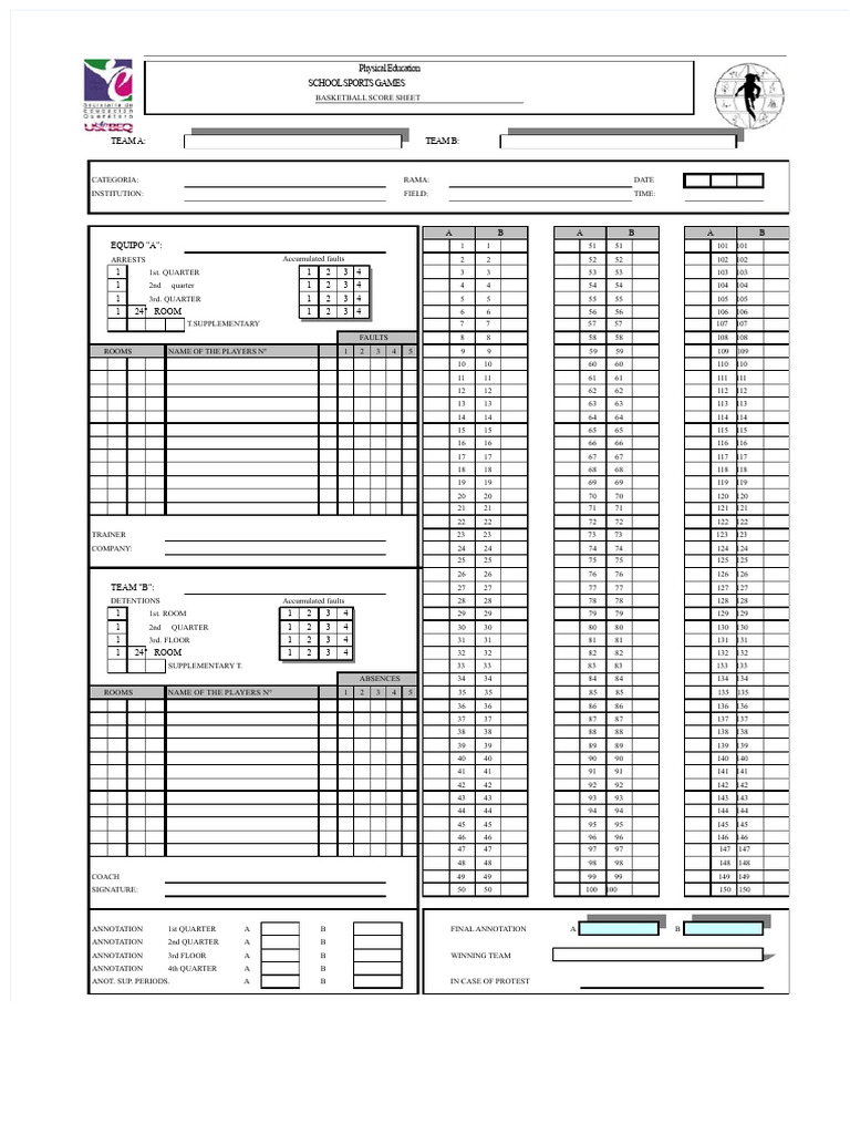 Basketball Score Sheet | PDF