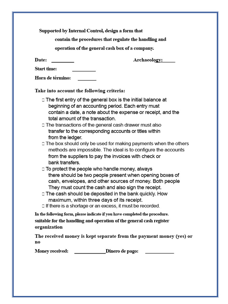 General Cash Box Handling Procedures | PDF | Cash | Receipt