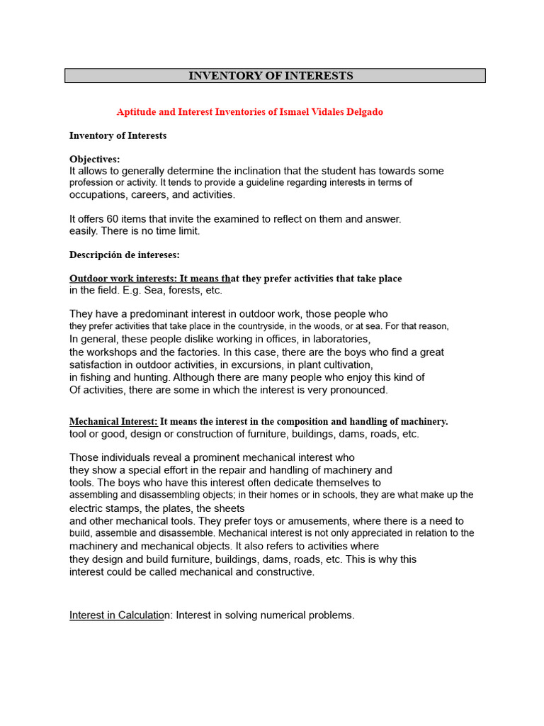 INTERPRETATION MANUAL. Inventory-Of-Interests-And-Abilities | PDF ...