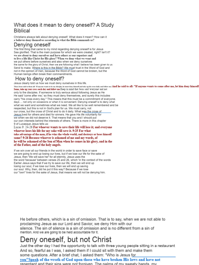 What Does It Mean To Deny Oneself? | PDF | Jesus | Glory (Religion)