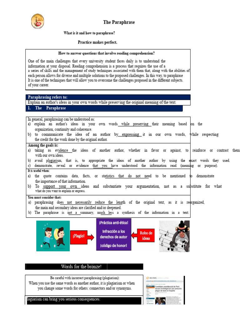 Practice Paraphrasing 5th | PDF | Semantics | Reading Comprehension