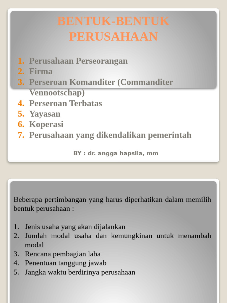 Pertemuan 4. Bentuk Perusahaan | PDF