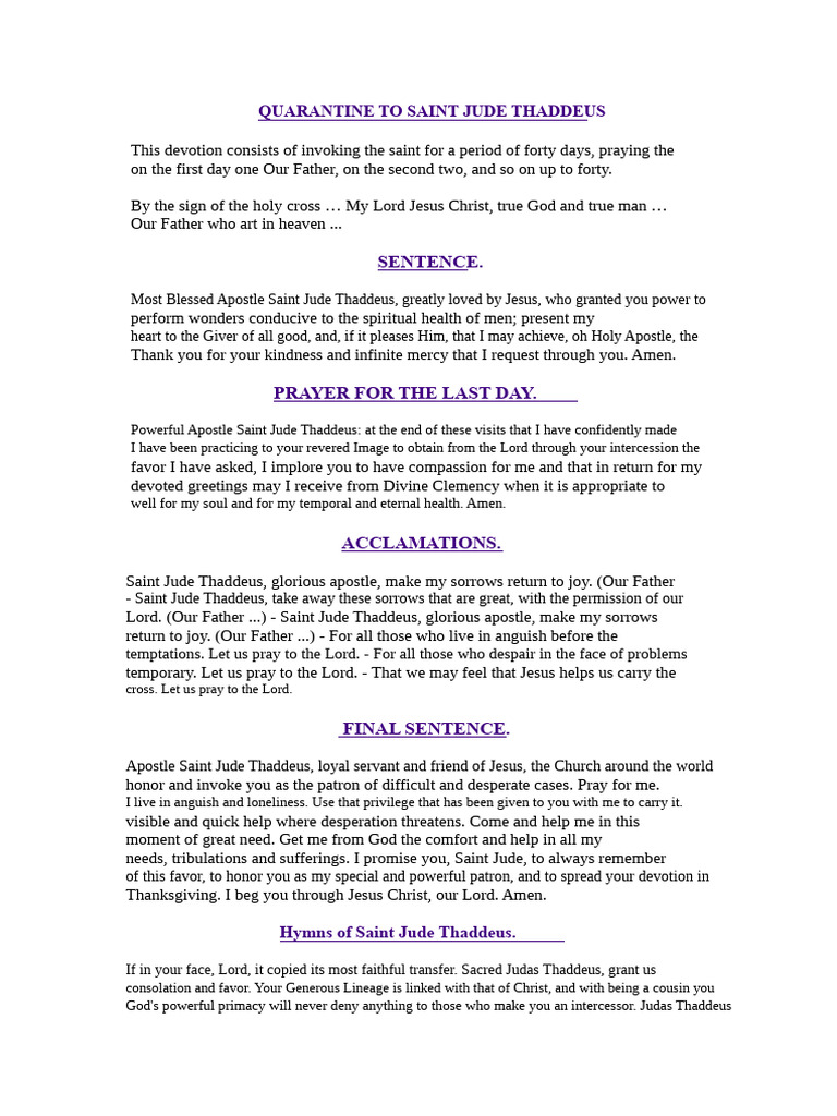 Quarantine to Saint Jude Thaddeus 3 | PDF | Prayer | Lord's Prayer
