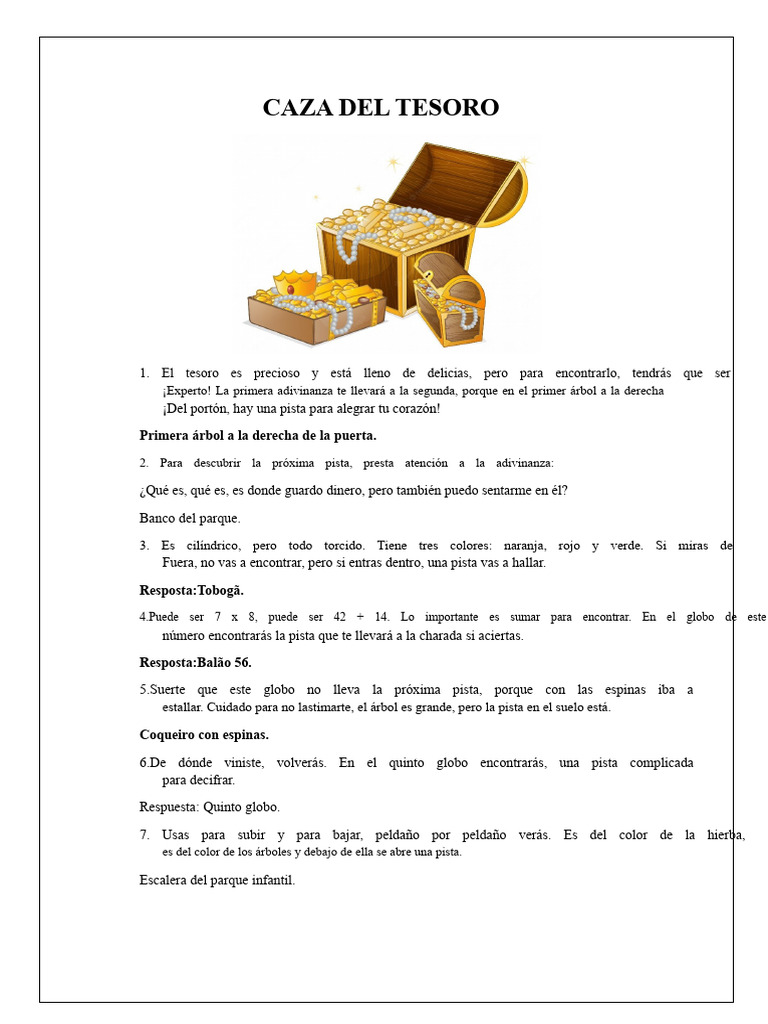 Búsqueda Del Tesoro Semana de Los Niños | PDF