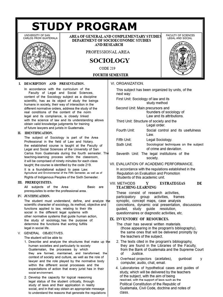 Sociology Curriculum - USAC - Legal Sciences | PDF | Sociology | Social ...