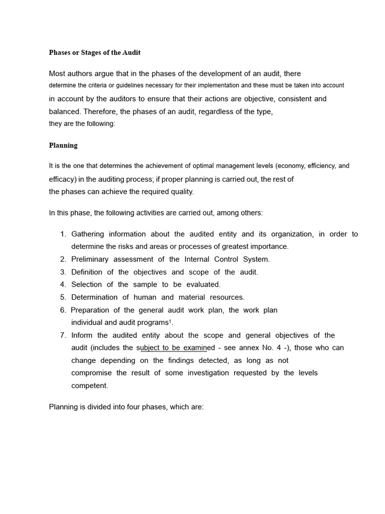 Phases or Stages of The Audit | PDF | Audit | Business