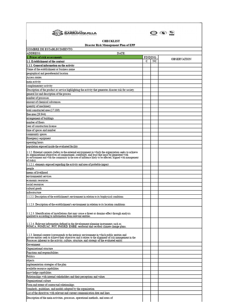 Checklist For Risk Management Plan 2157 | PDF | Risk | Risk Assessment