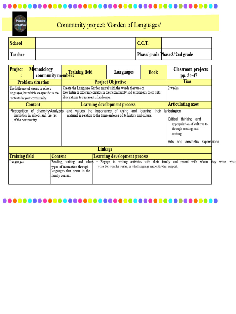 2° PLANNING PC LANGUAGE GARDEN BOOK PA (1) | PDF | Linguistics | Human Communication