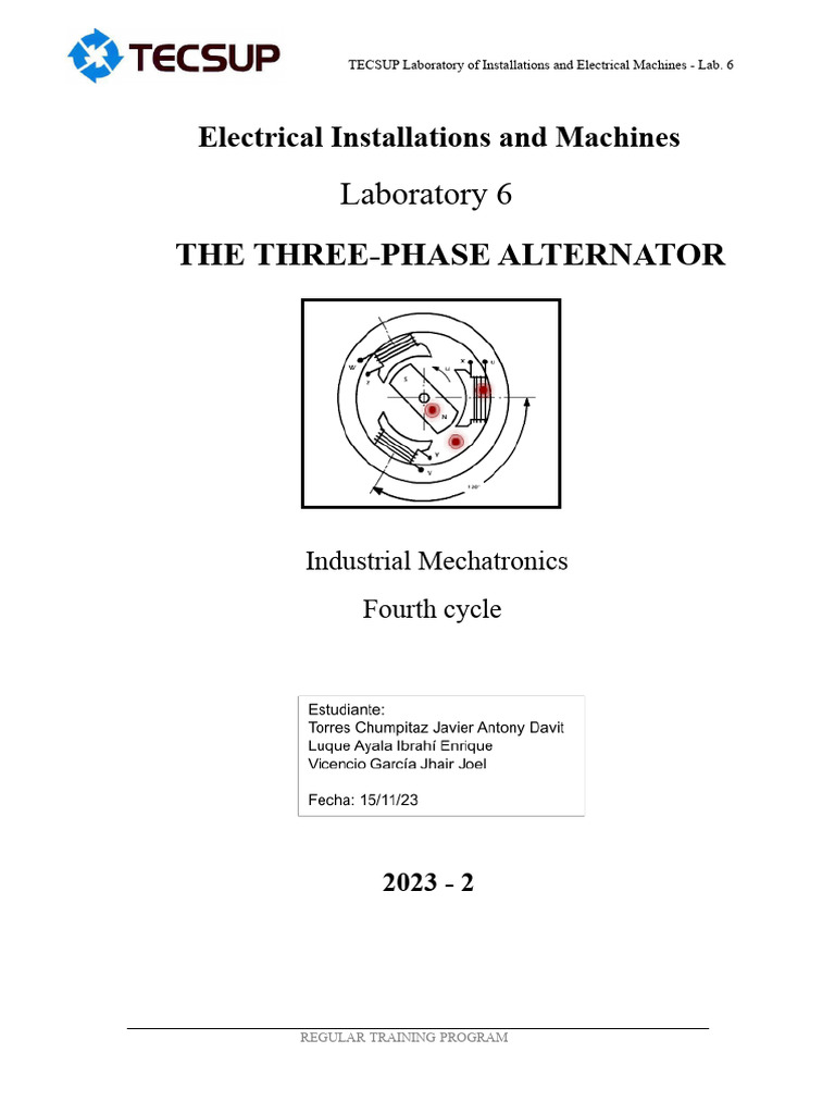 Three-Phase Alternator Lab Guide | PDF | Electric Generator | Electric ...
