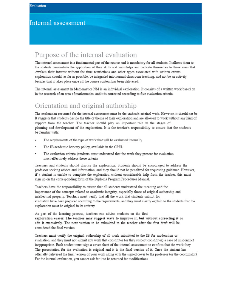 Internal Assessment Mathematics IB | PDF | Teachers | Evaluation
