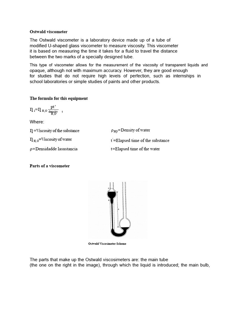 Ostwald Viscometer 1 | PDF | Fluid Mechanics | Mechanical Engineering
