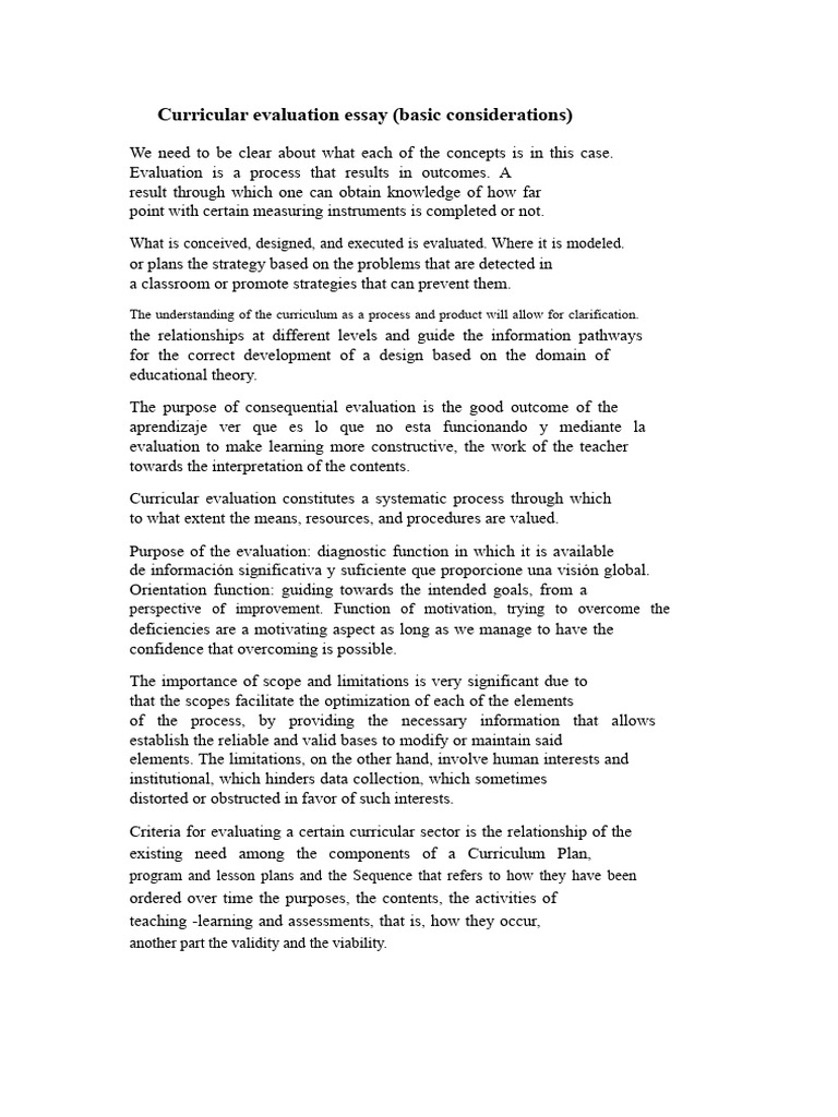 Curricular evaluation essay | PDF | Evaluation | Curriculum