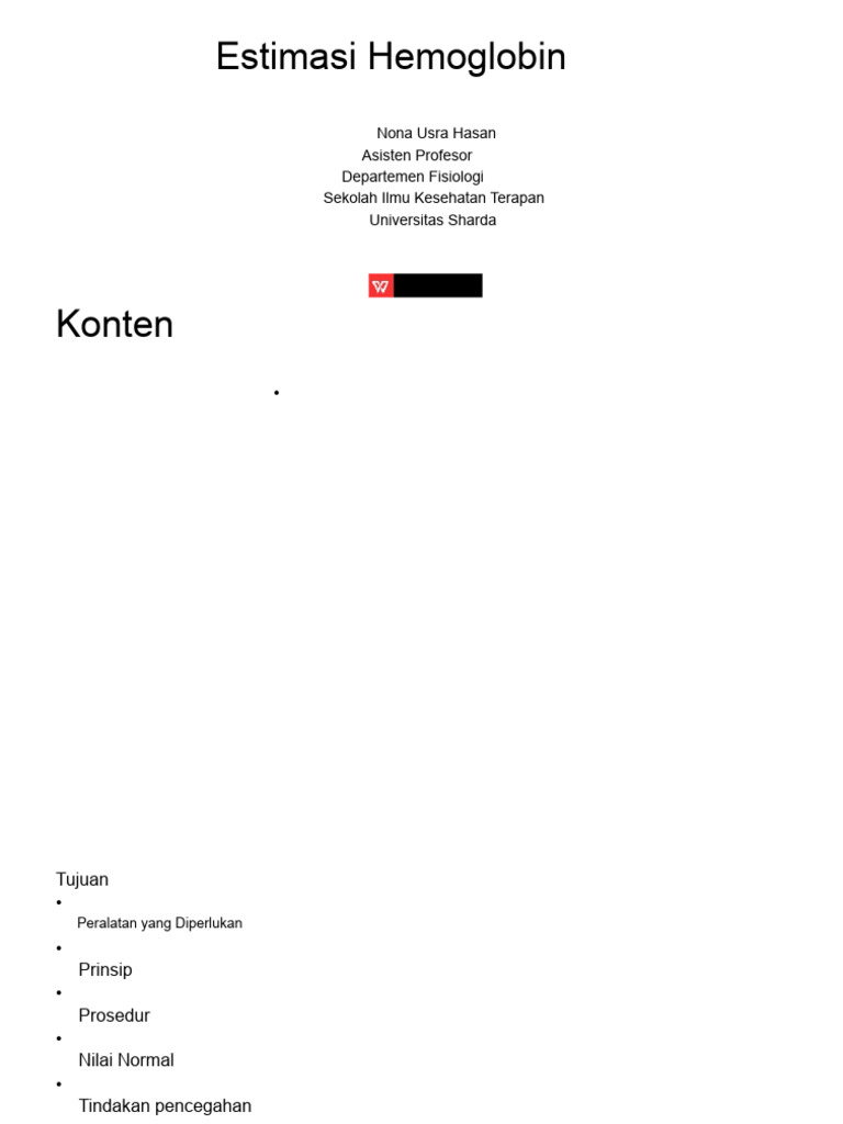Estimasi Hemoglobin dengan Metode Sahli | PDF