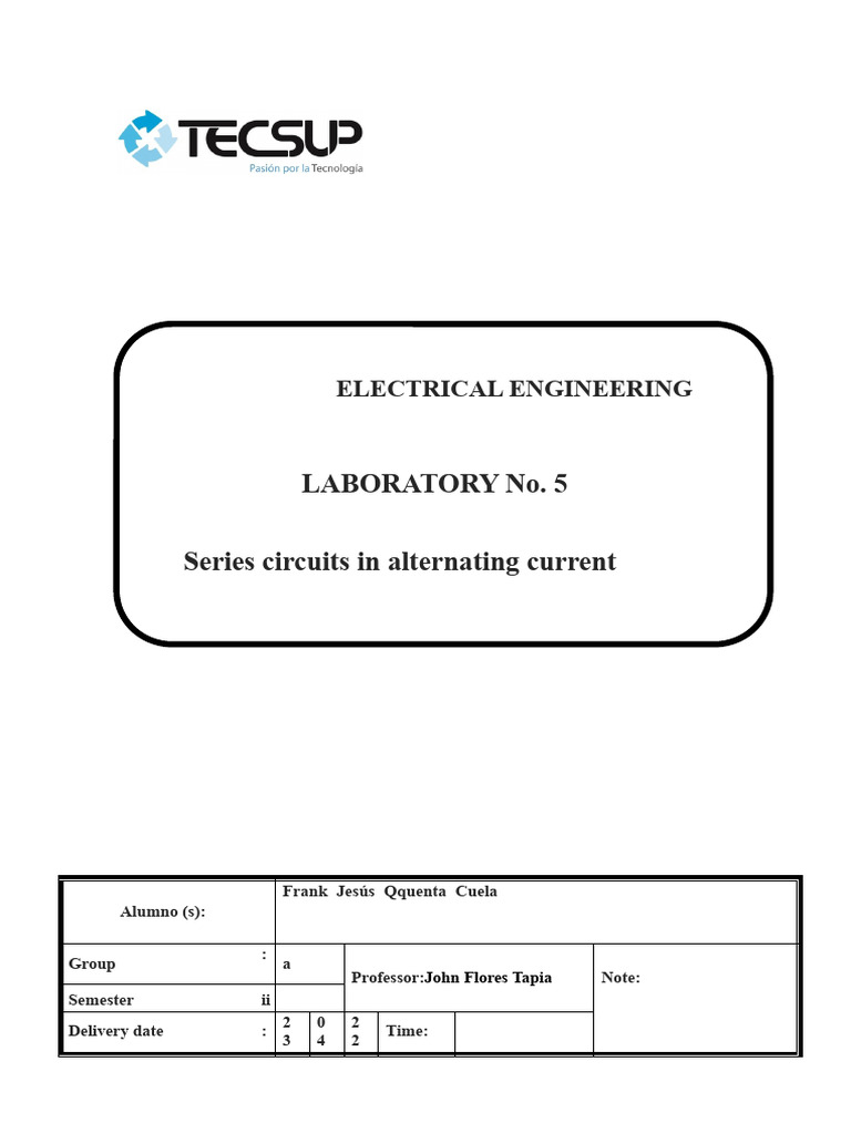 Lab 5 - Series Circuits in Alternating Current-1 | PDF | Electrical ...