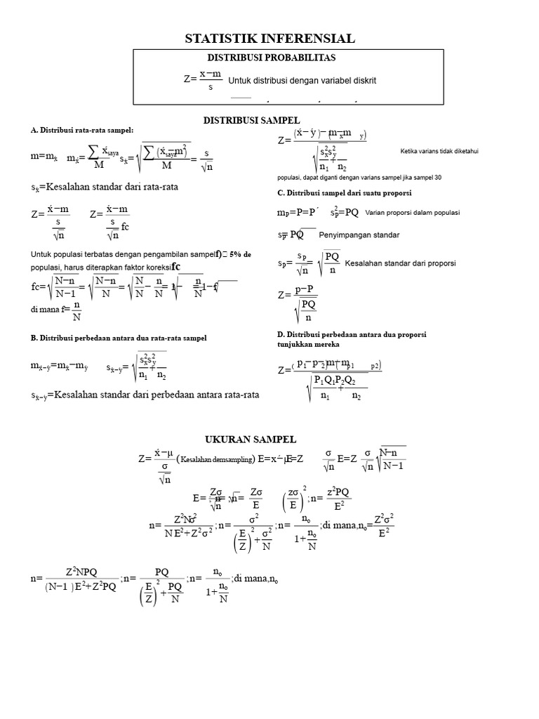 RUMUS DISTRIBUSI SAMPEL | PDF