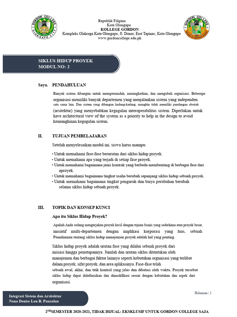 Modul Siklus Hidup Proyek | PDF