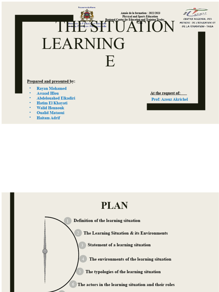 The learning situation | PDF | Learning | Teachers