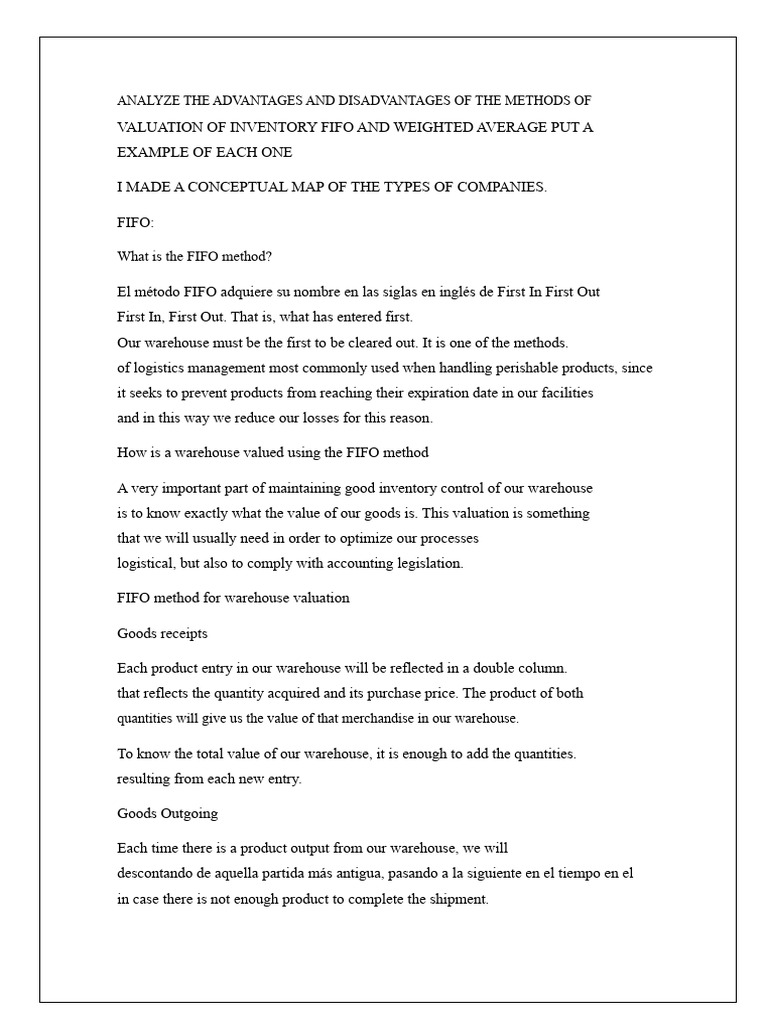 ANALYZE THE ADVANTAGES AND DISADVANTAGES OF THE FIFO AND WEIGHTED ...