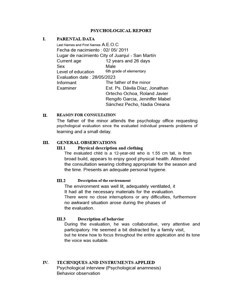 Psychological Report Wisc V | PDF | Cognitive Science | Neuroscience