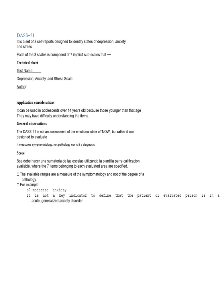 DASS-21: Depression, Anxiety, Stress Scale | PDF