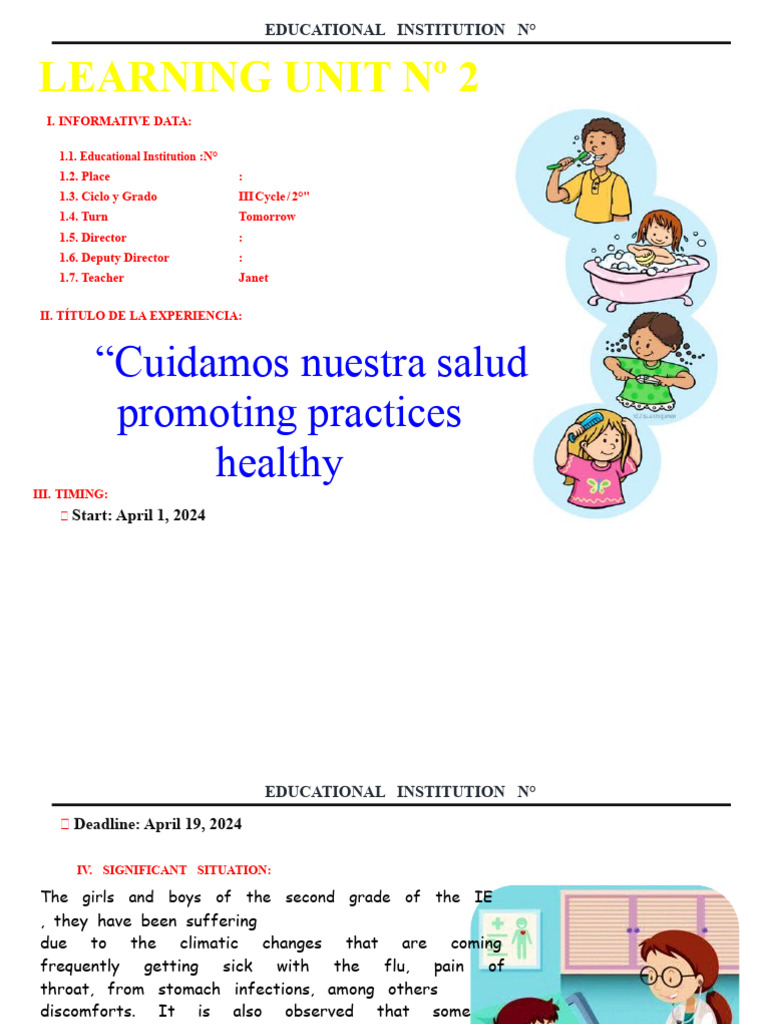 LEARNING UNIT No. 2 - SECOND GRADE 2024 TEACHER JANET | PDF | Shape ...