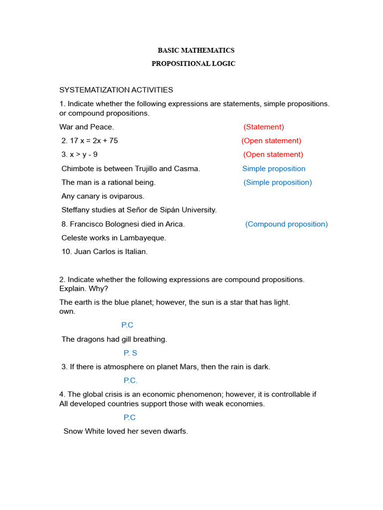Basic Mathematics | PDF | Logic | Proposition
