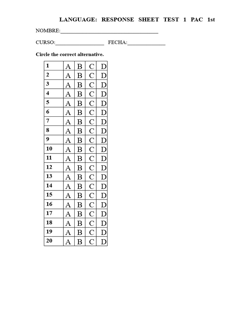 Answer Sheet Pac | PDF