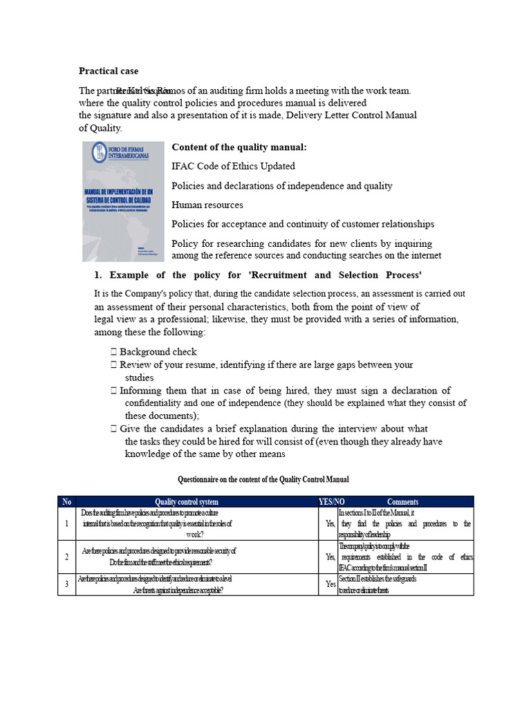 Practical Case, ISA 220 | PDF | Audit | Financial Audit