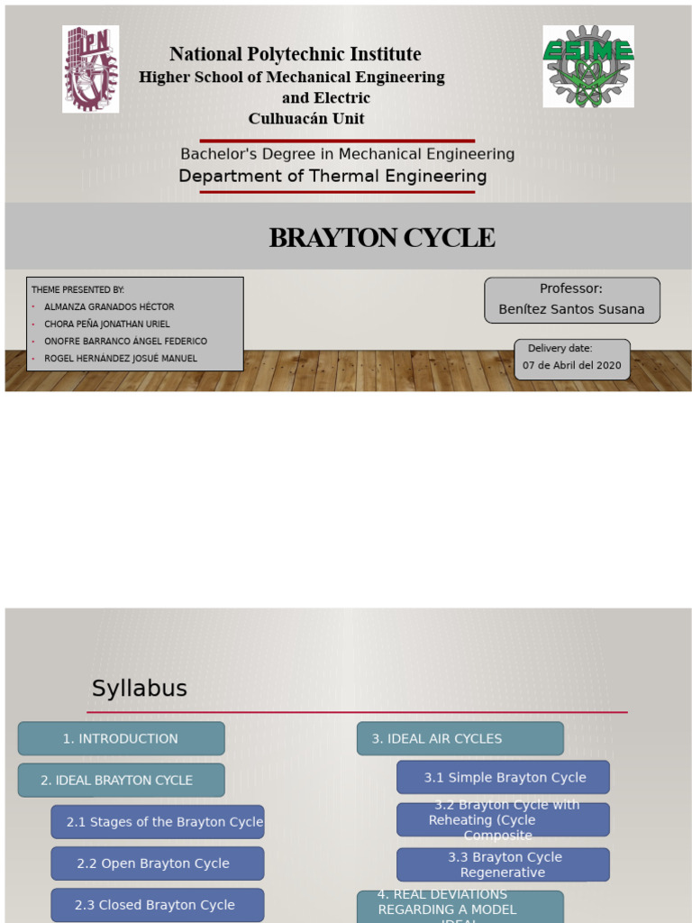 Brayton Cycle | PDF | Gases | Engines