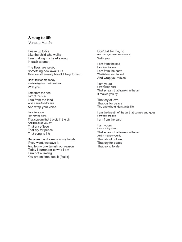 A Song To Life - Vanessa Martin | PDF