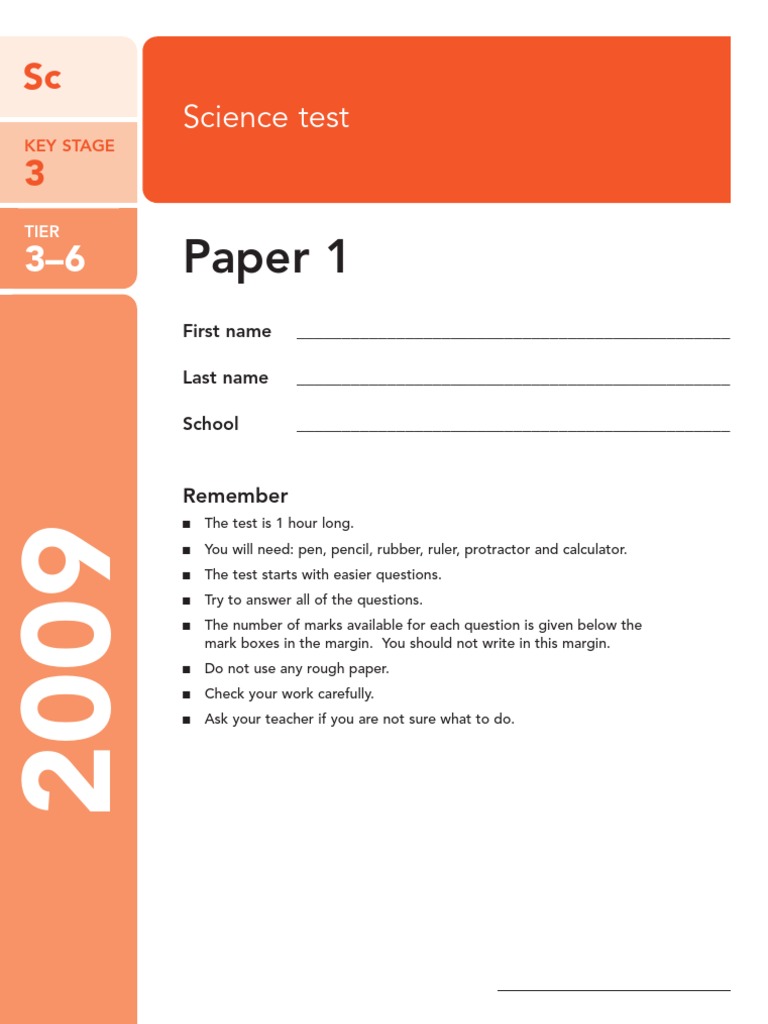 WWW - Emaths.co - Uk - SAT PAPERS - KS3 SAT Papers - Science KS3 SAT ...