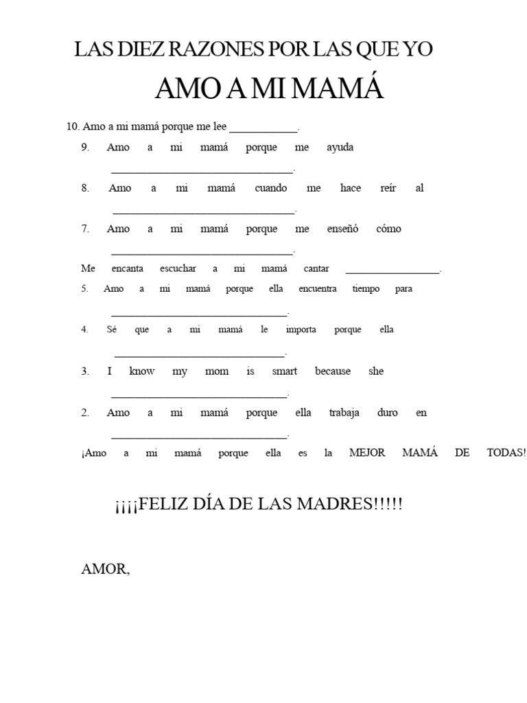 10 Razones para Amar a Mamá | PDF
