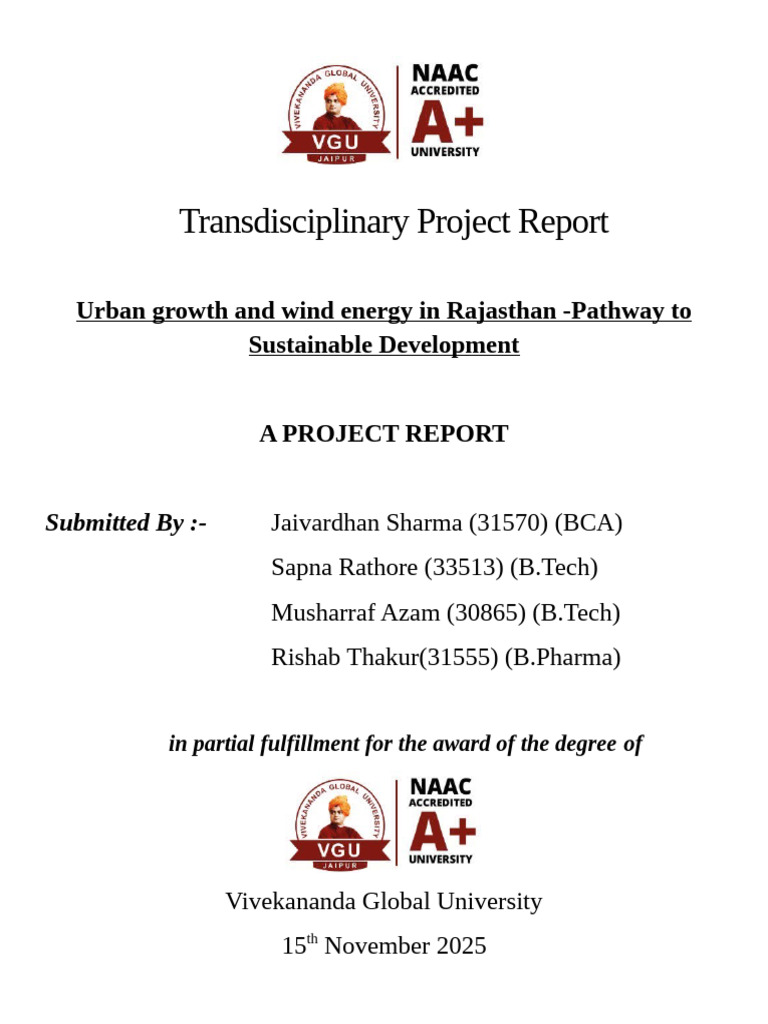 Sapna TDP Report-1 | PDF | Renewable Energy | Wind Power