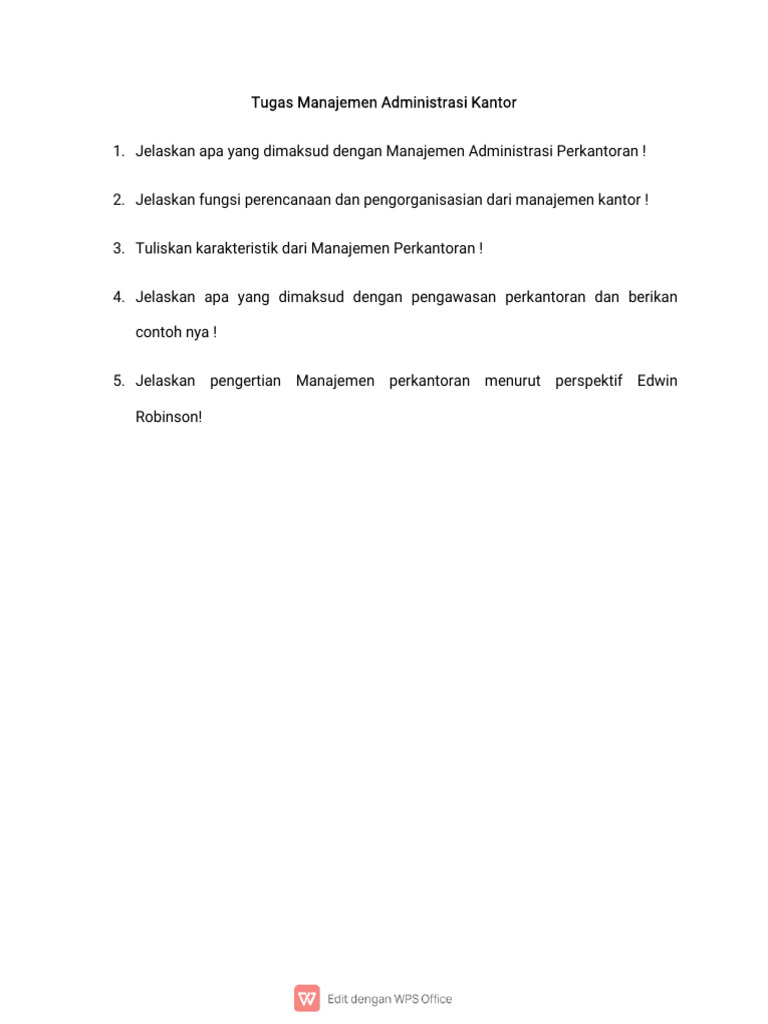 Tugas Manajemen Adm Kantor | PDF
