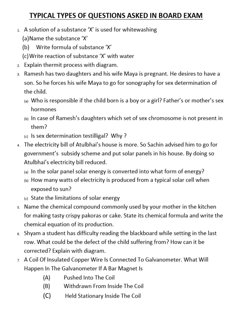 Board Exam Question Types Explained | PDF