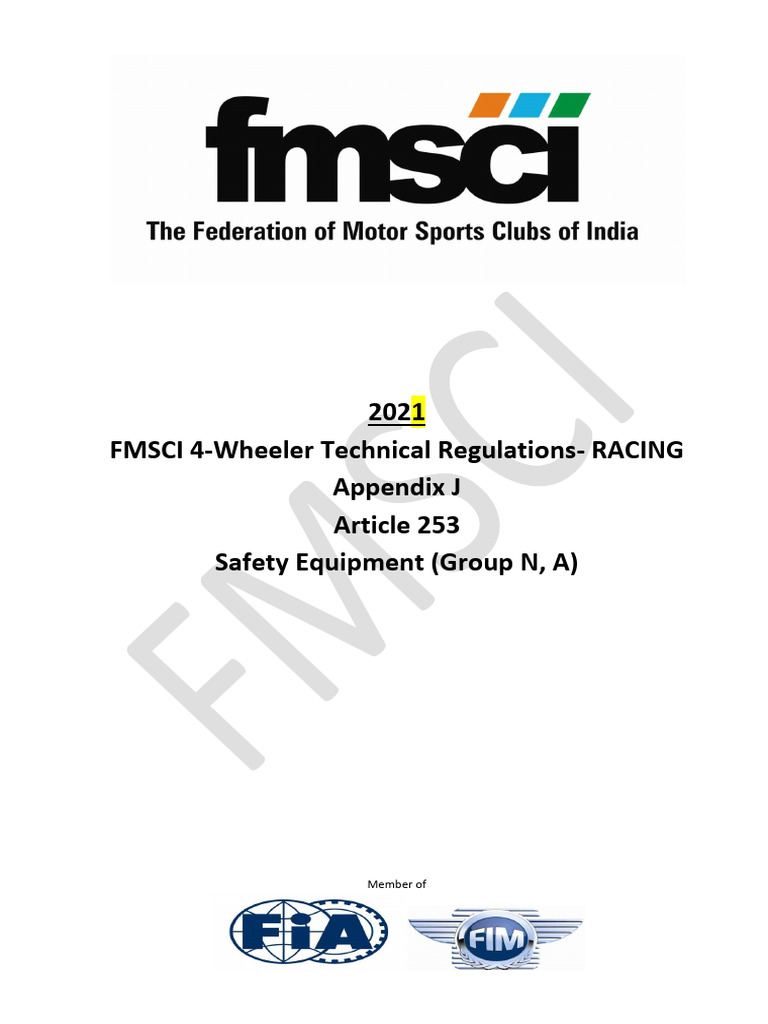 FMSCI 2021 Racing Safety Equipment Guide | PDF | Valve | Screw