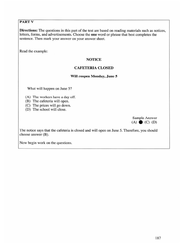 TOEIC Reading Part 2 | PDF
