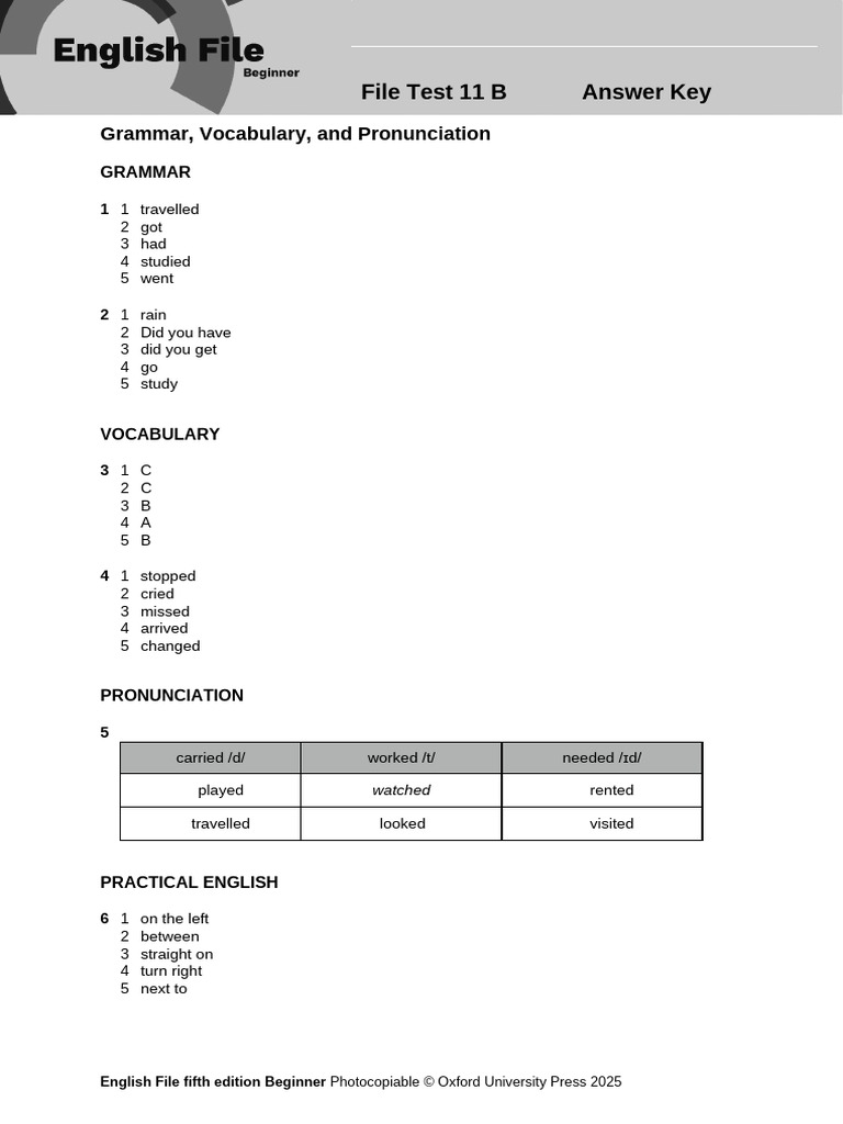 Ef5e Beg File Test 11b Ak | PDF | English Language | Vocabulary