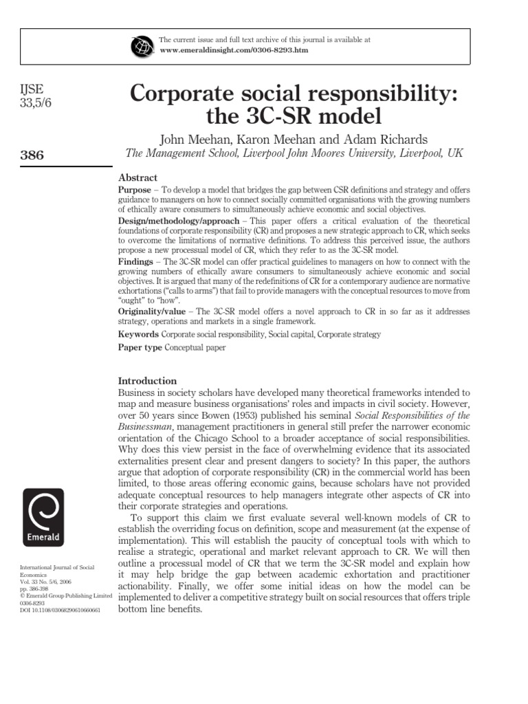 3csr Model | PDF | Corporate Social Responsibility | Conceptual Model