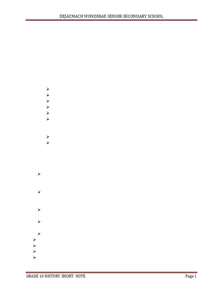 History Short Note For Grade 10 Students | PDF | German Empire | Ethiopia