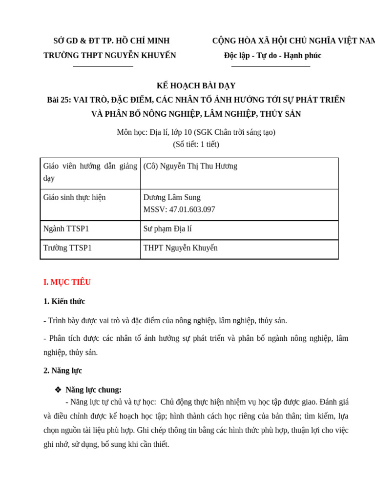 KHBD-Bài 25_Địa lí 10_CTST | PDF