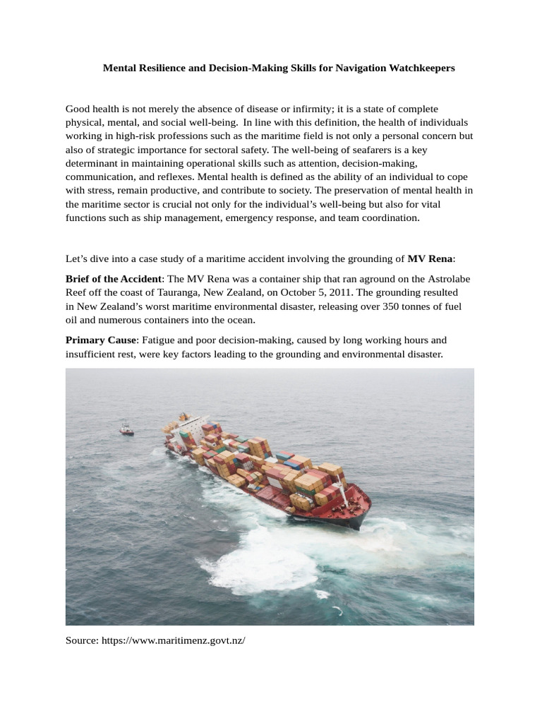 Mental Resilience and Decision Making Skills For Navigational Watchkeepers | PDF | Psychological ...
