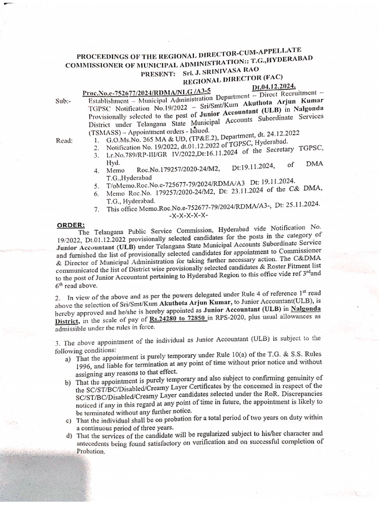 Appointment Order | PDF