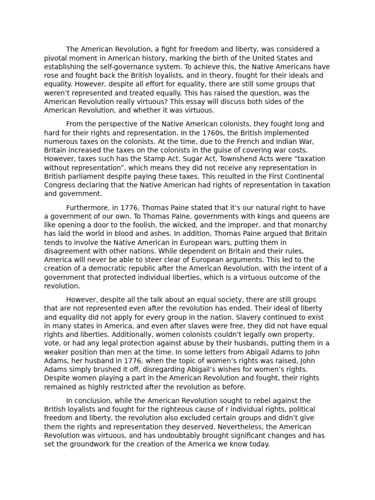 WAS THE AMERICAN REVOLUTION VIRTUOUS | PDF | American Revolution | Taxes