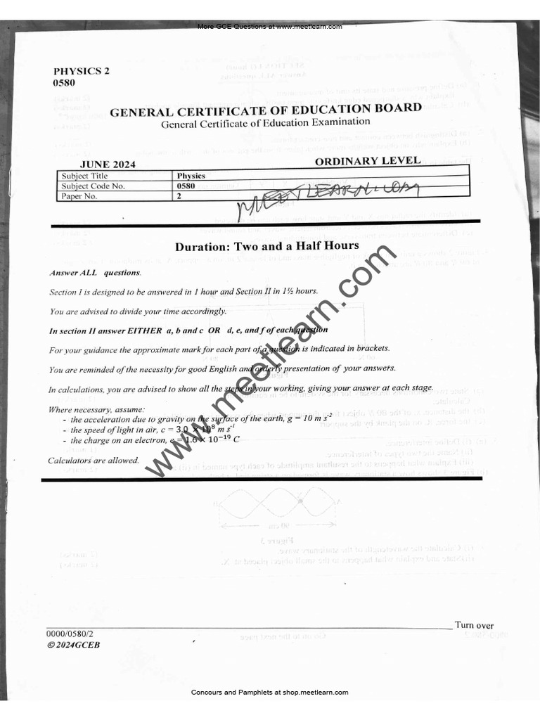Meetlearnmeetlearngce 2024 Ol Physics p2 | PDF