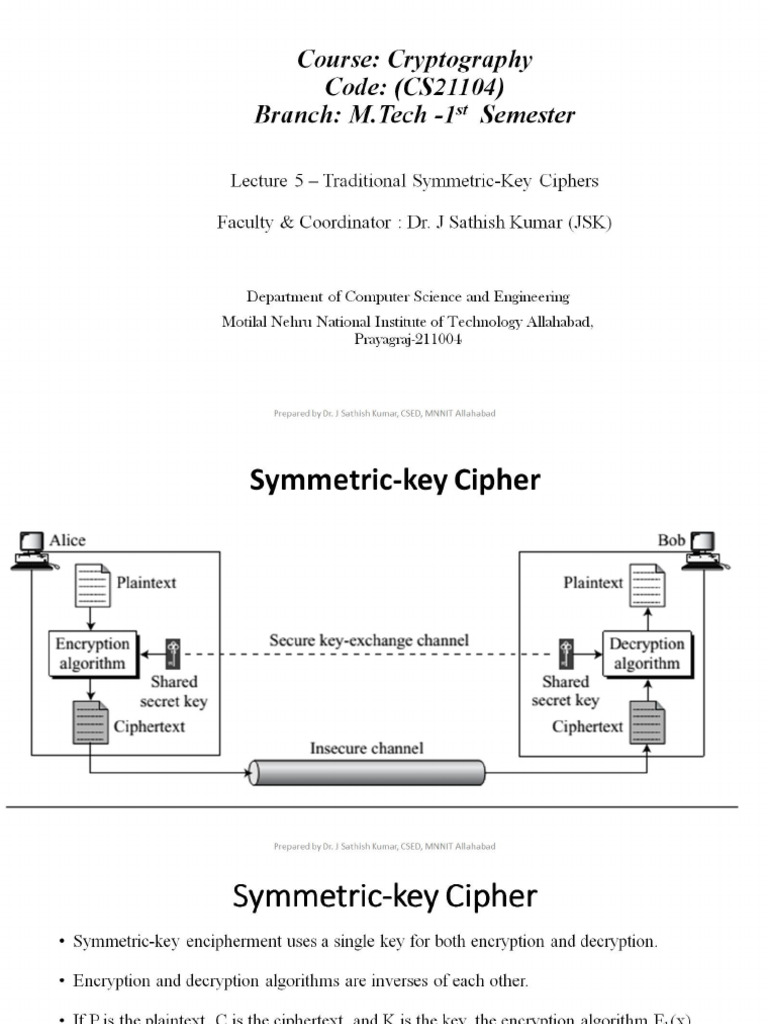 Lecture 5 - Traditional Symmetric-Key Ciphers | PDF